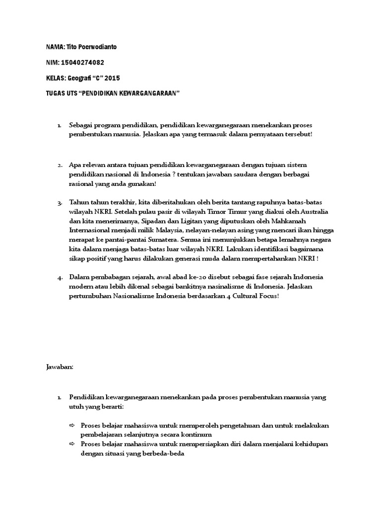 Tugas Uts PKN | PDF | Politik | Ilmu Sosial