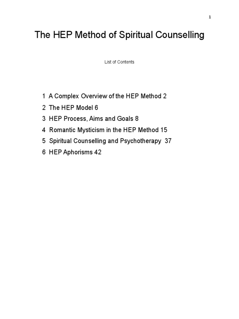Spiritual Counselling The HEP Method | PDF | Transpersonal Psychology ...