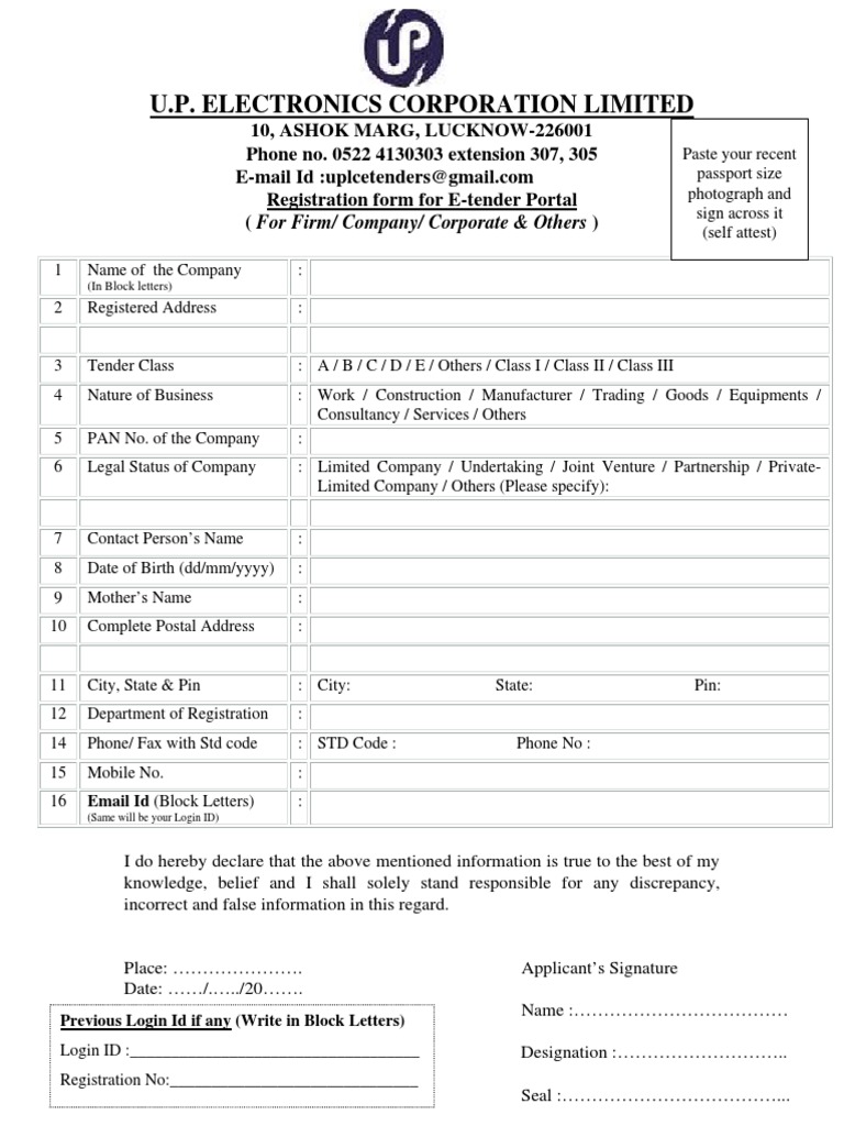 Bidder Form PDF | PDF | Email | Government