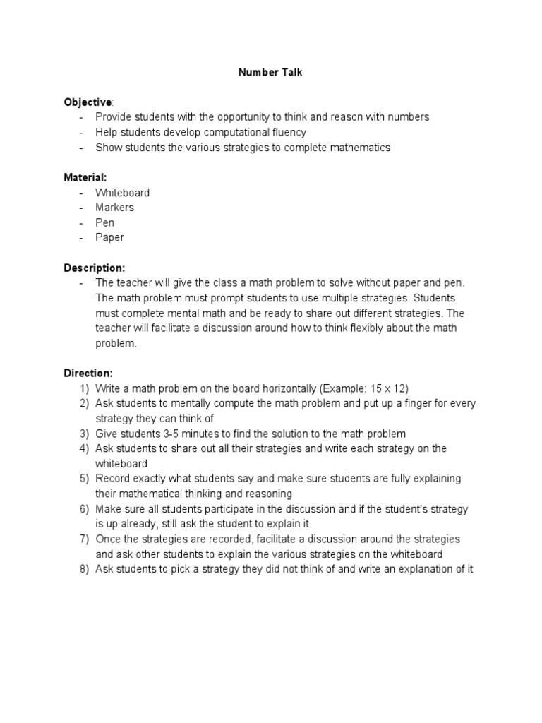 Number Talk | PDF