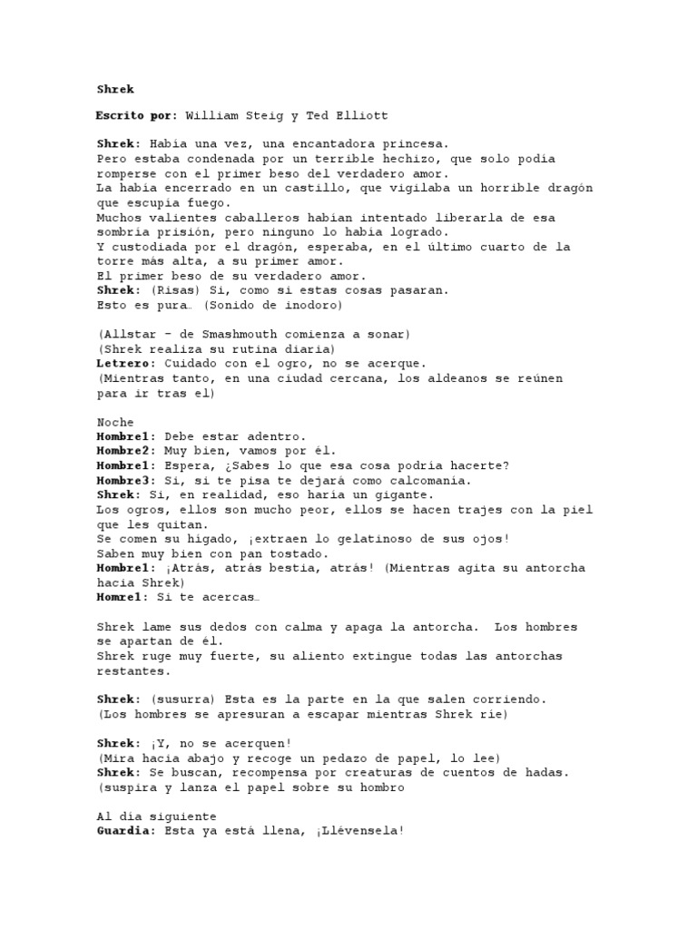 Guión Shrek | PDF | Ocio
