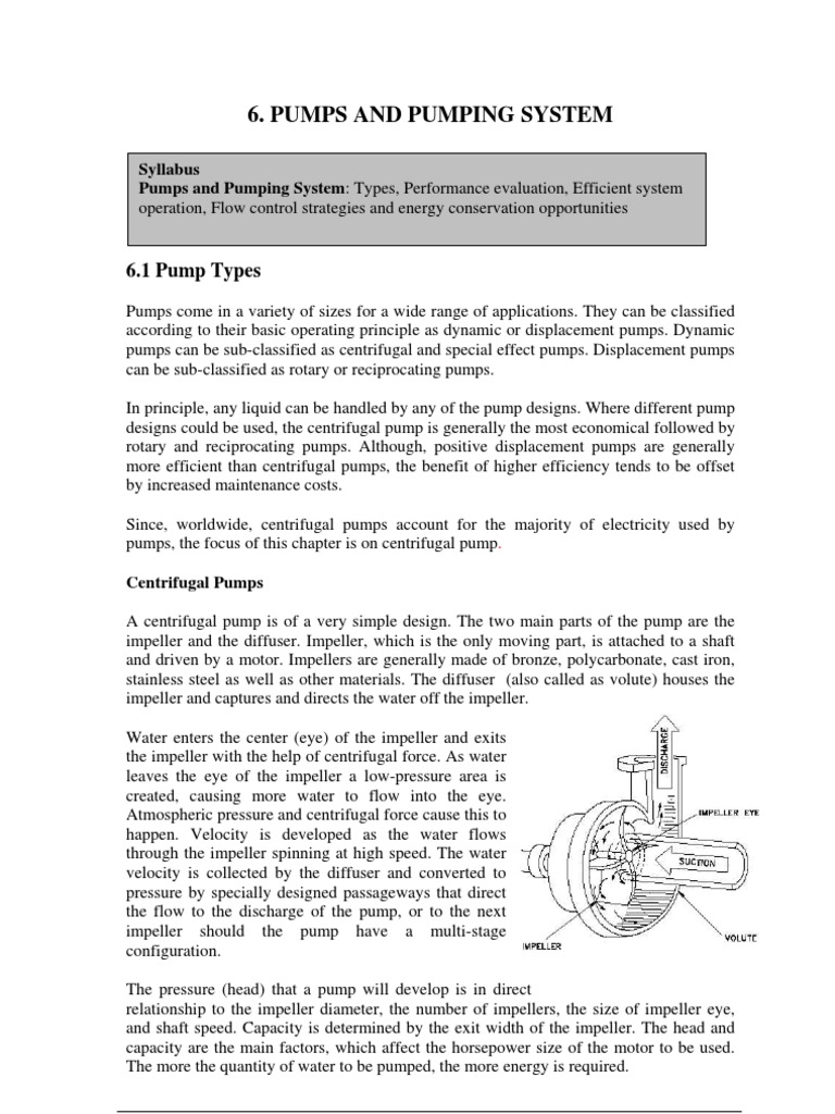 Chapter 3.6 Pumps and Pumping System | PDF | Pump | Dynamics (Mechanics)