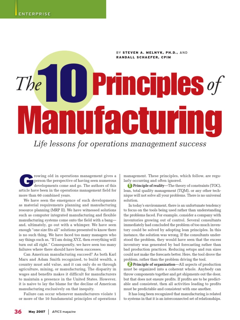 10 Principles of Manufacturing | PDF | Operations Management | Inventory