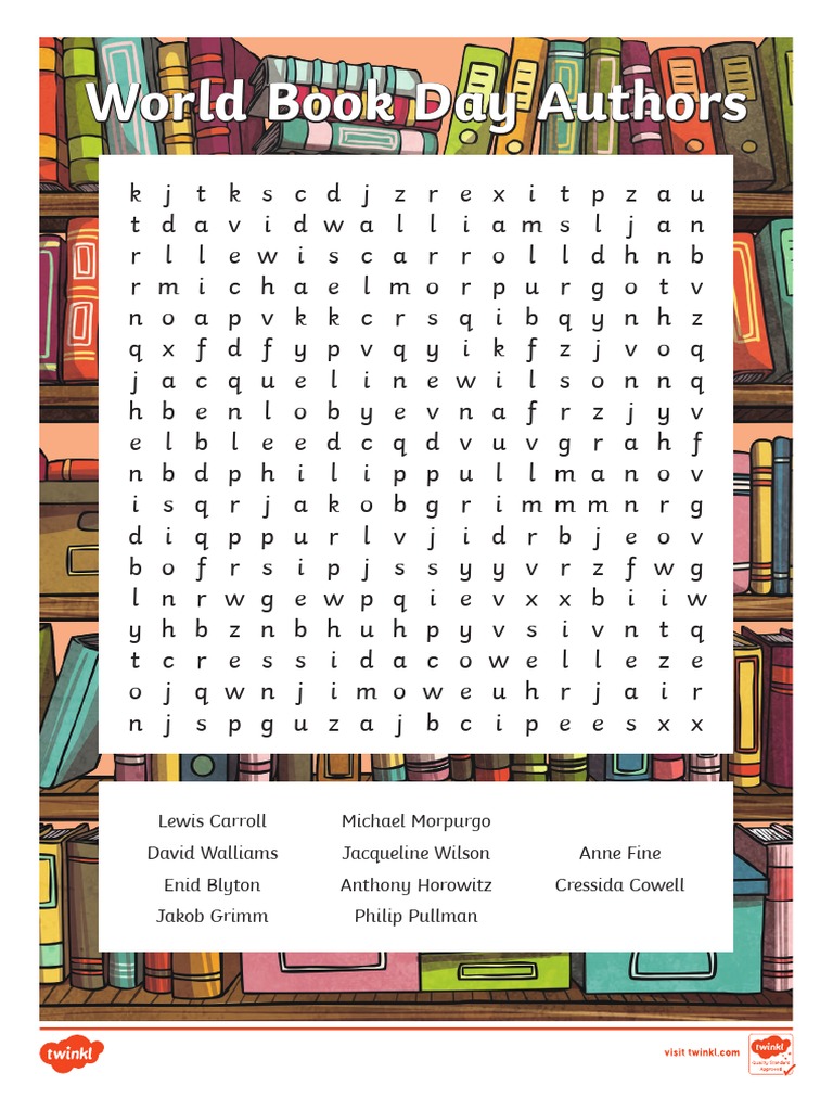 KS2 World Book Day Authors Word Search | PDF | Leisure