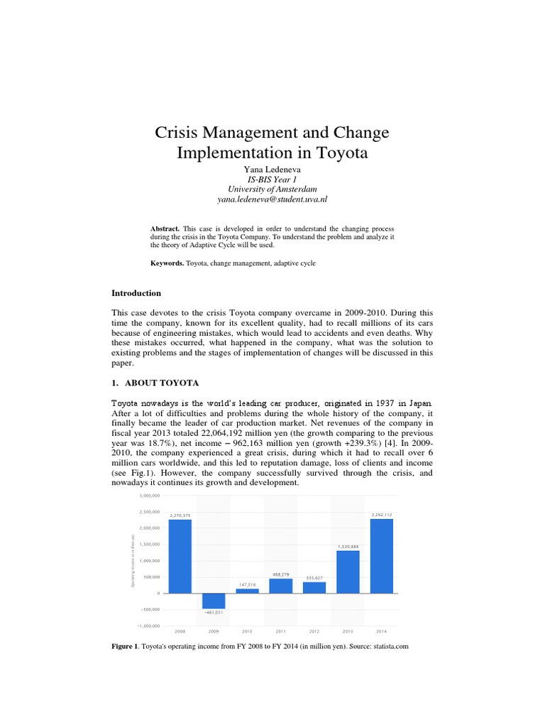 Mini Case Toyota | PDF | Crisis Management | Entrepreneurship
