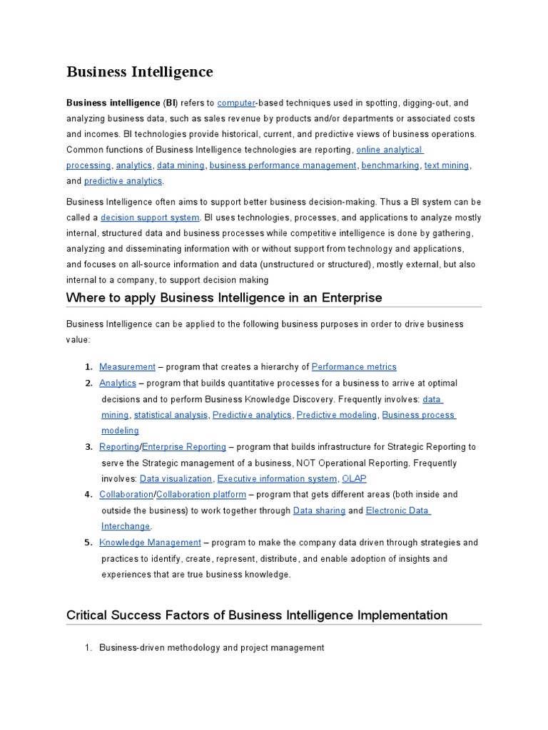 Business Intelligence Anlytics Pdf Business Intelligence Analytics