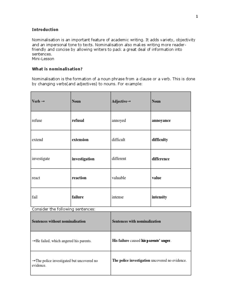Nominalization | PDF | Sentence (Linguistics) | Noun