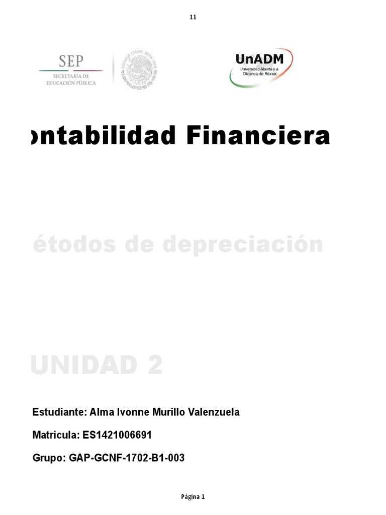 GCNF U2 A2 Almv | PDF | Depreciación | Contabilidad