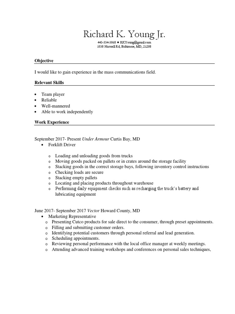 Richard Young Resume Csit | PDF | Warehouse | Business