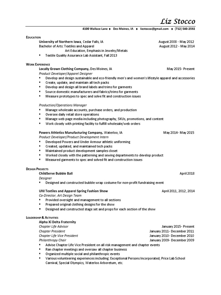 Design Resume | PDF | Iowa | Clothing