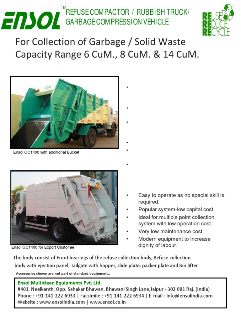 ENSOL Garbage Compactor | PDF | Vehicles | Manufactured Goods