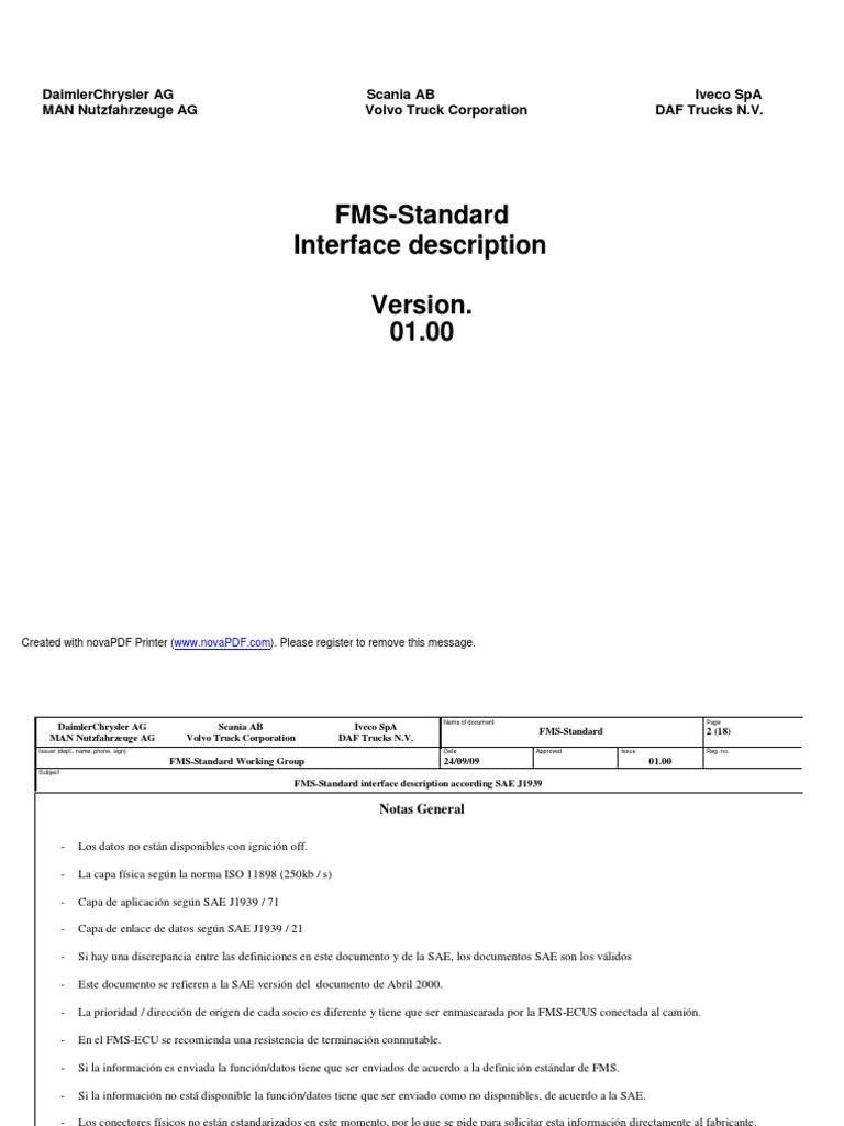 Descripción de interfaz FMS-Standard | PDF | Vehículos | Arquitectura ...