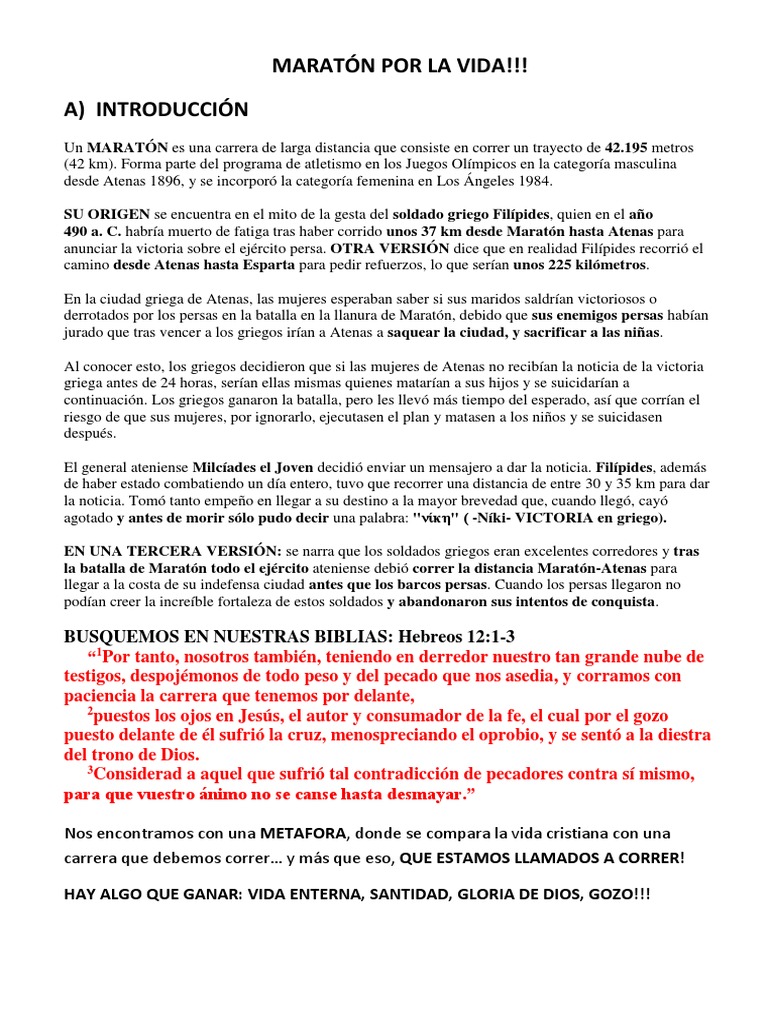 Origen y Significado del Maratón | PDF | Maratón | Religión y creencia