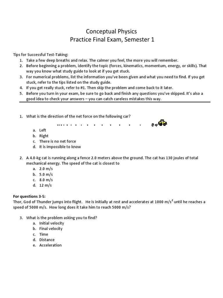 Physics Exam Tips and Practice Questions | PDF | Acceleration | Momentum