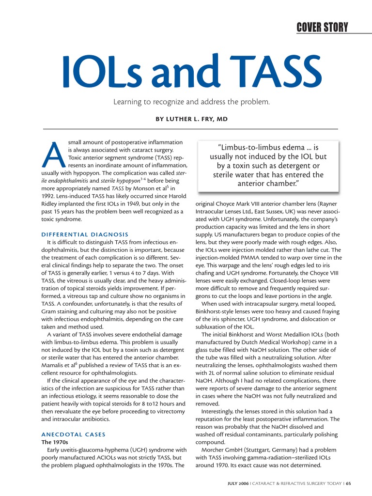 IOL's and TASS | PDF | Glaucoma | Ophthalmology