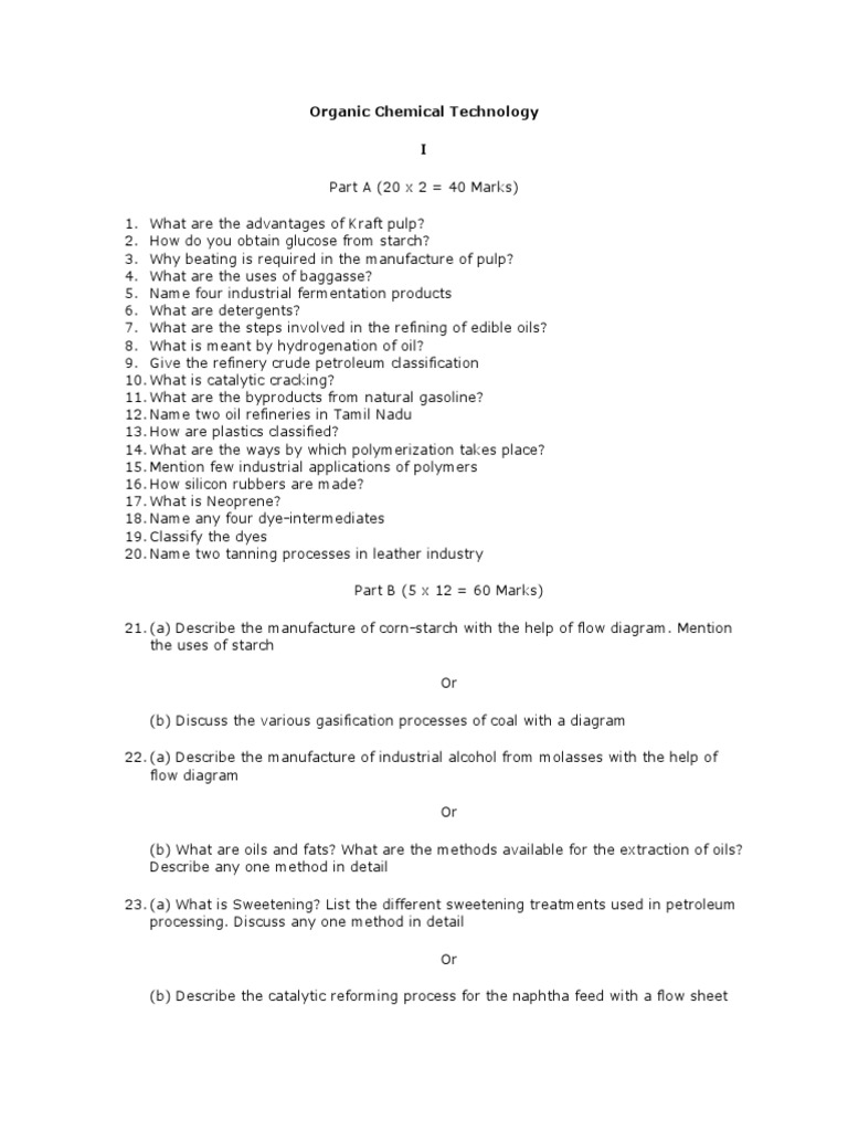Organic Chemical Technology | PDF | Synthetic Fiber | Oil Refinery