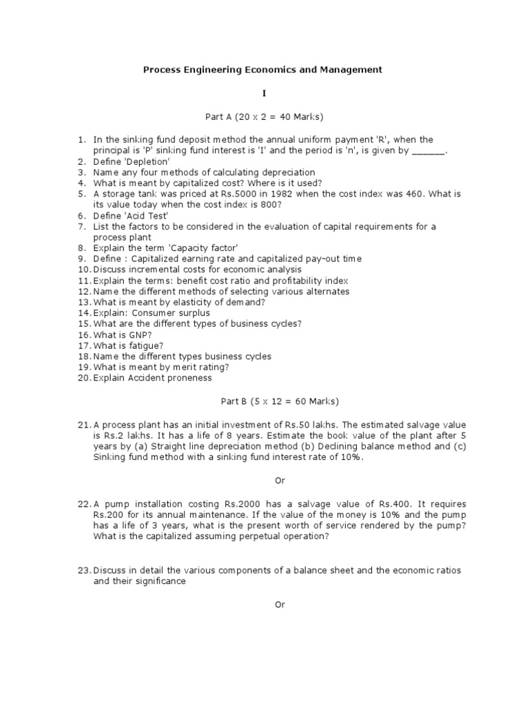 Process Engineering Economics and Management | Download Free PDF ...
