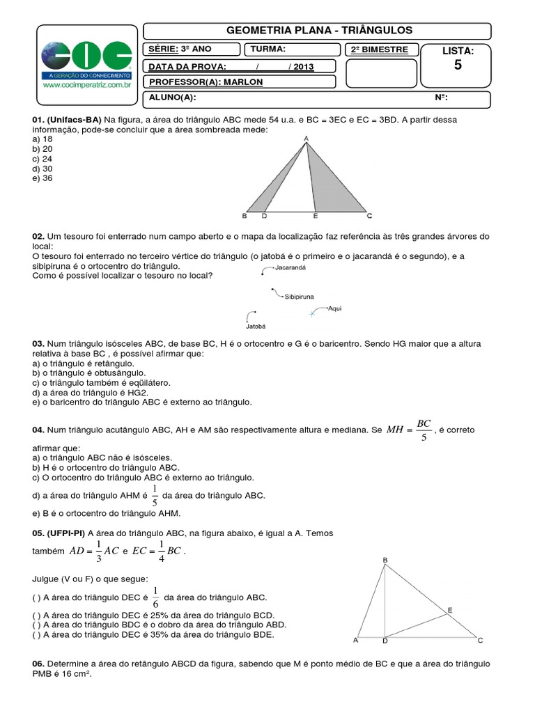 Geometria de Triângulos e Áreas | PDF | Polítopo | Triângulo