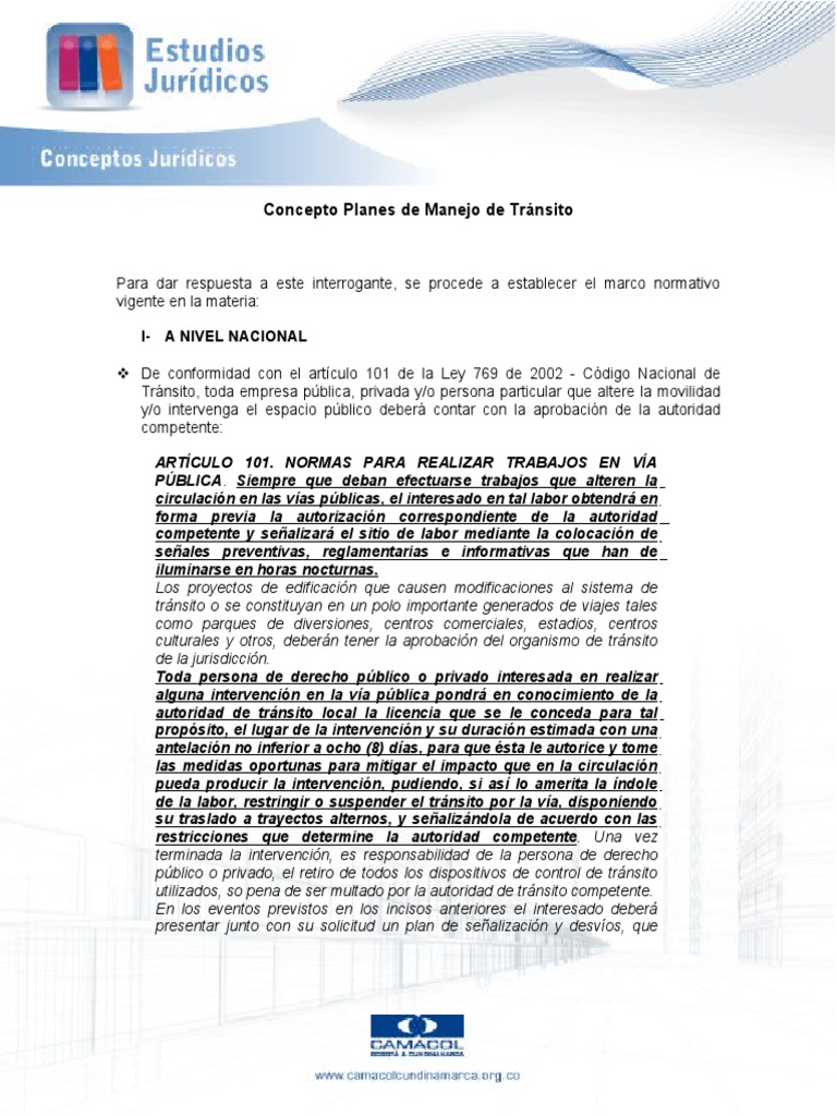 Concepto Plan Manejo Transito | PDF | Peatonal | Calle
