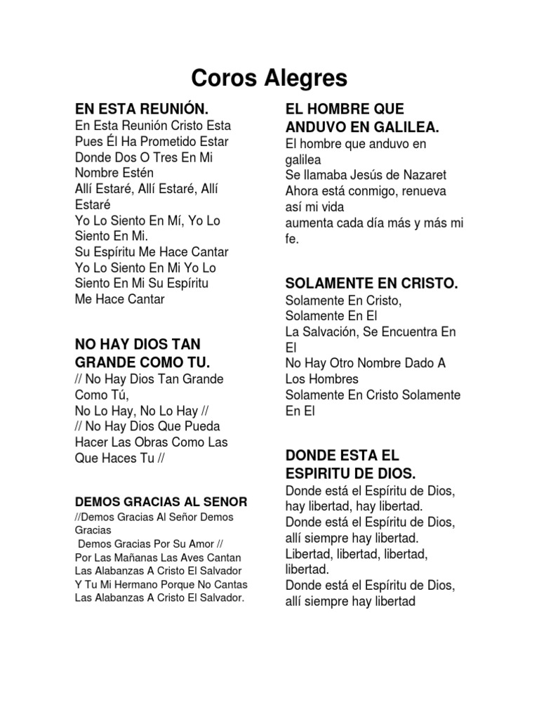 Coros de Adoración y Alabanza | PDF | Oración | Cristo (título)