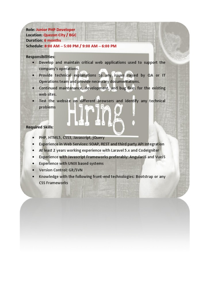 Job Posting Sample | PDF | Bootstrap (Front End Framework) | Cascading ...