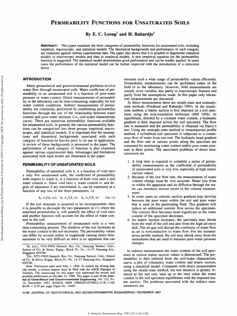 Permeability Functions | PDF | Permeability (Earth Sciences) | Soil