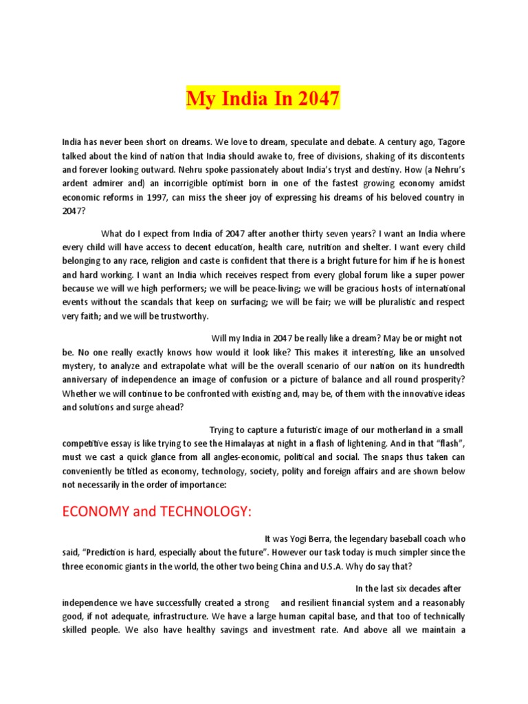 My India in 2047 | PDF | Economic Growth | Infrastructure