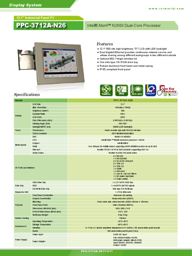 PPC-3712A-N26 Datasheet - 201703 | PDF | Liquid Crystal Display ...