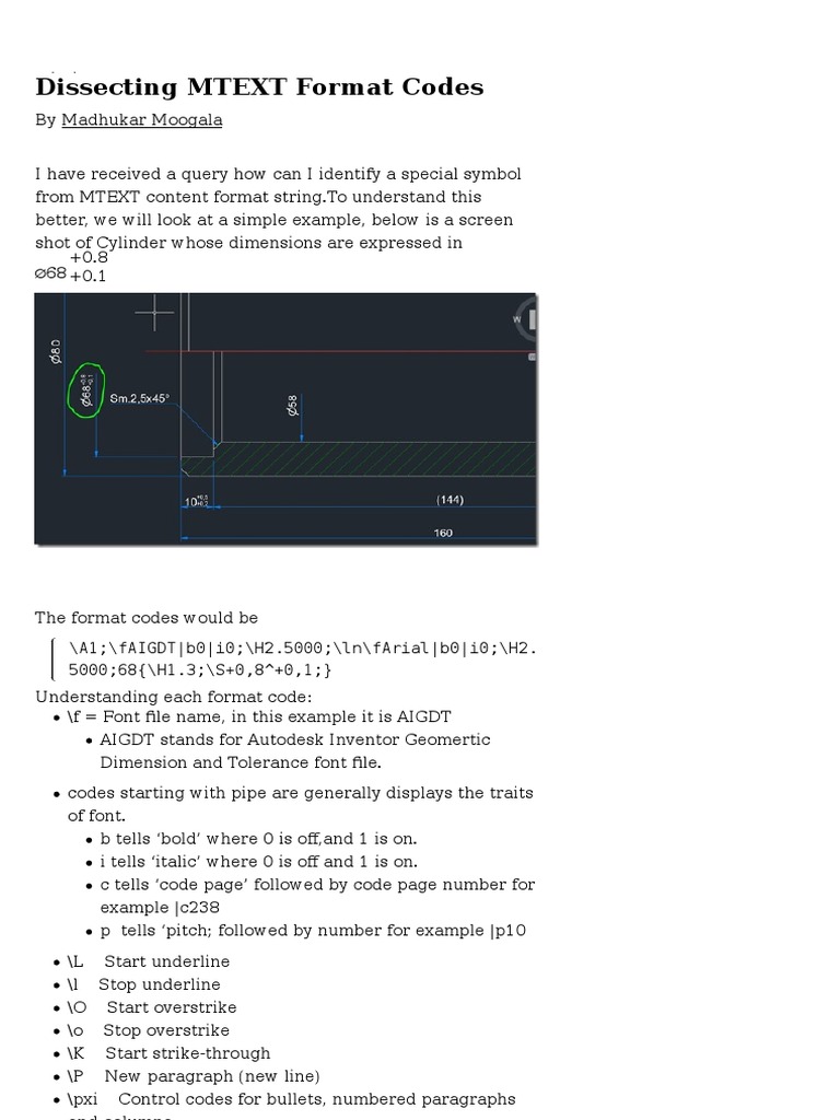 AutoCAD Mtext Codes | PDF