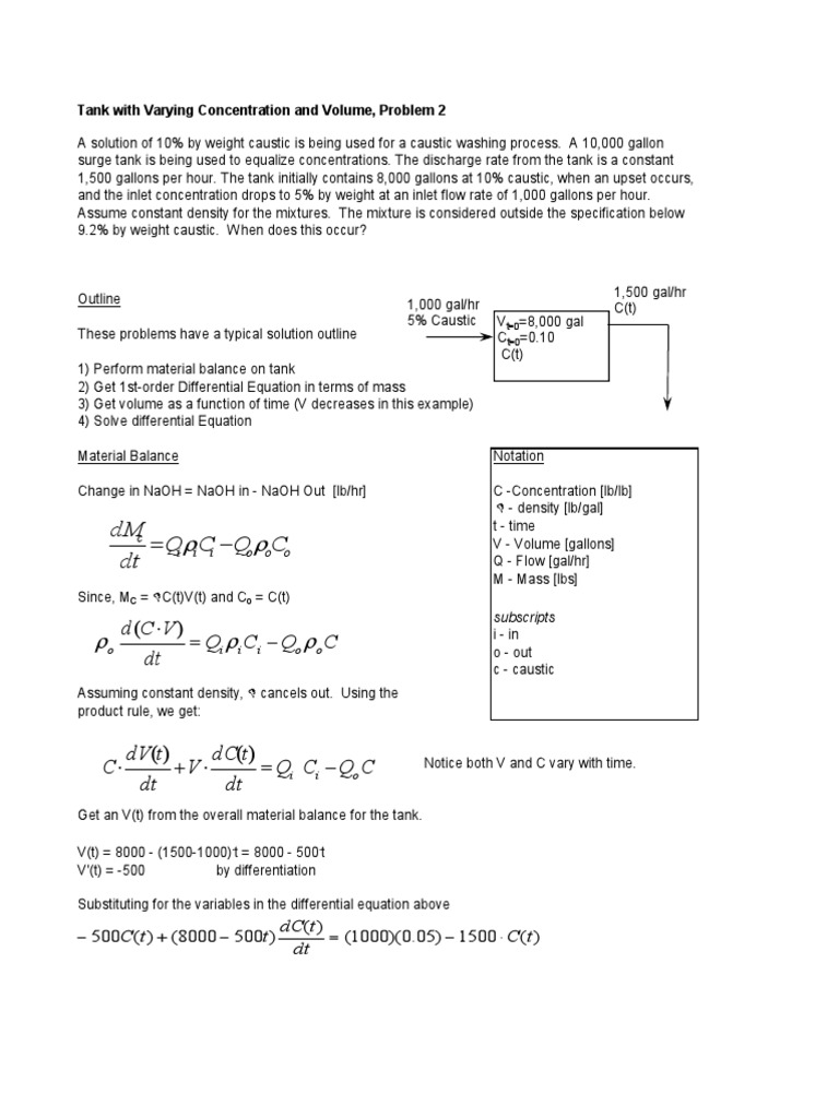 Caustic Tank | PDF | Equations | Physical Quantities