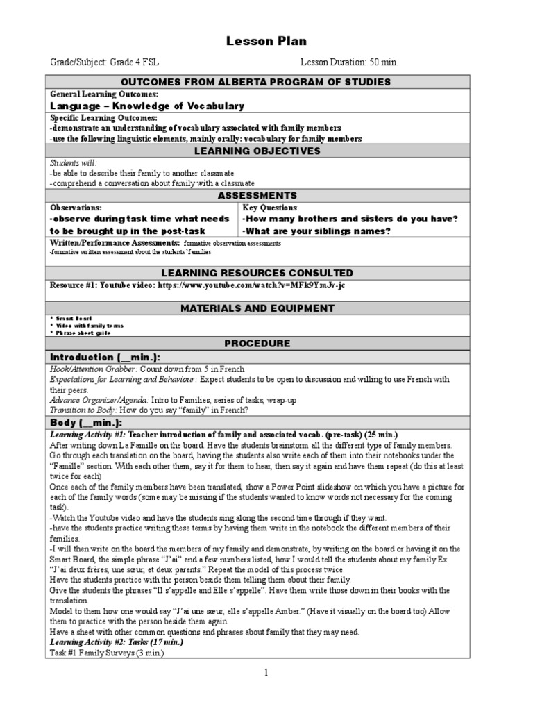 TBLT C I Lesson Plan - Brian Sloan | PDF | Lesson Plan | Vocabulary