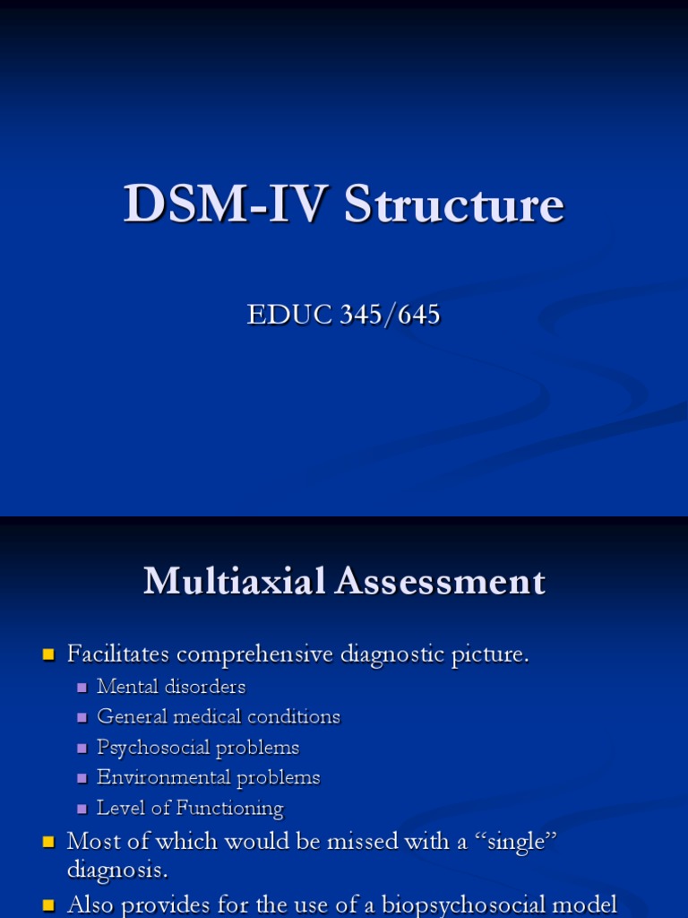 Multi Axial Assessment | PDF | Diagnostic And Statistical Manual Of ...