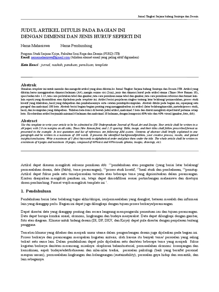Panduan Dan Template Jurnal Internal Desain Produk FSRD IT | PDF