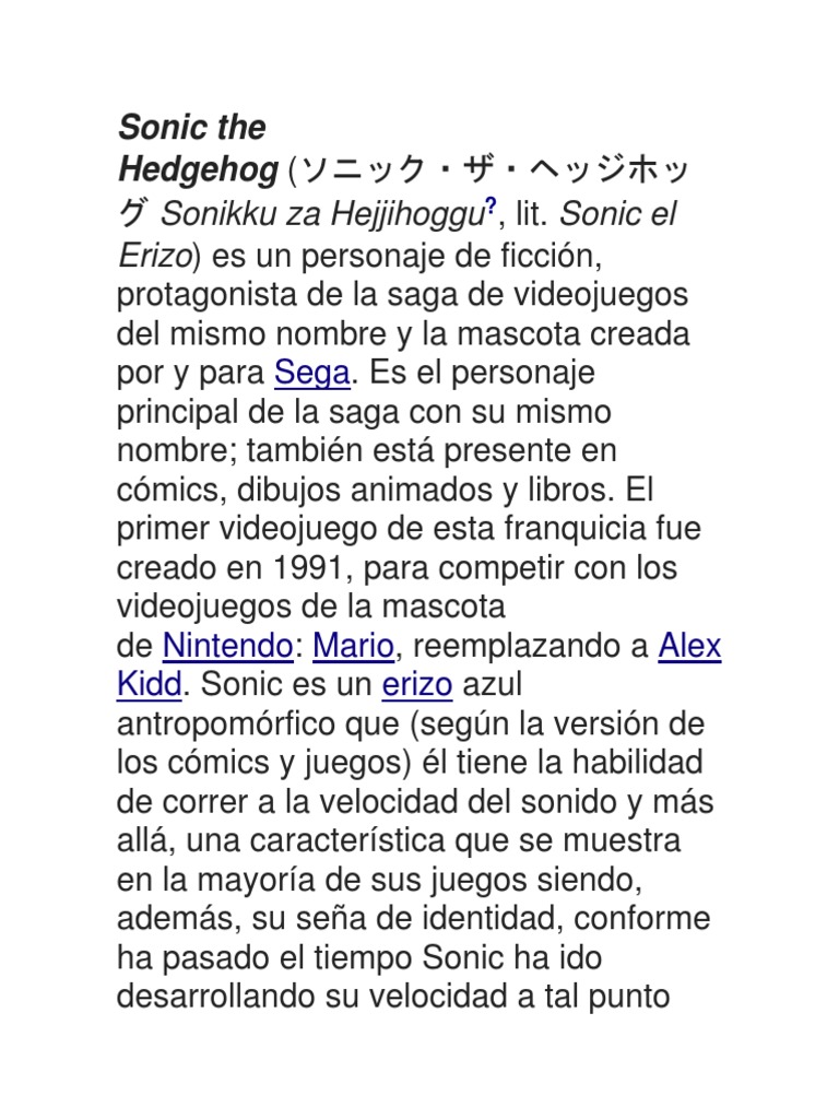 Sonic The Hedgehog | PDF | Empresas de desarrollo de videojuegos ...