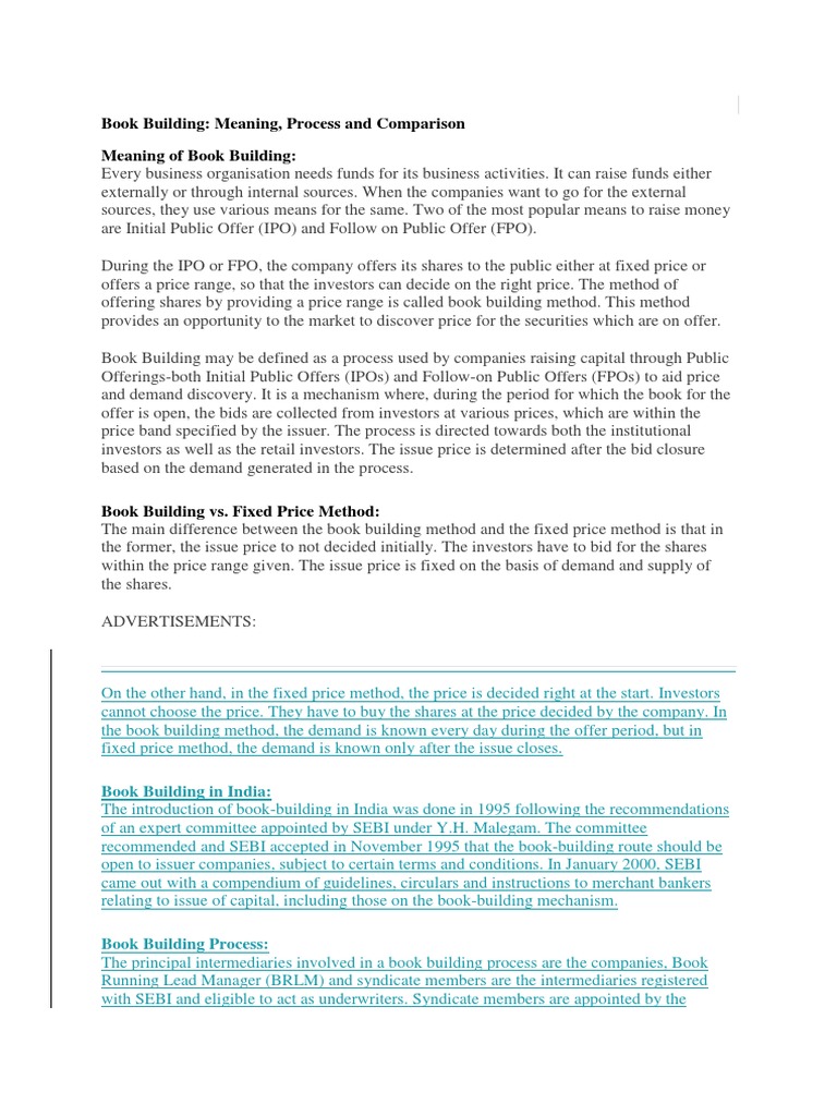 Book Building Process | PDF | Initial Public Offering | Stock Market