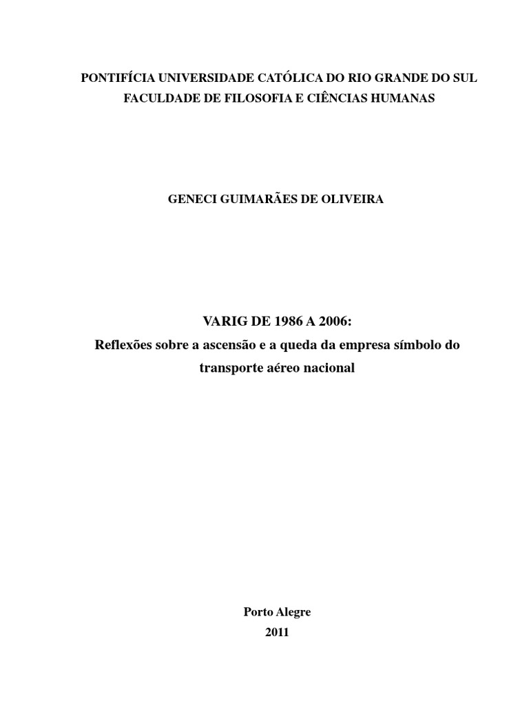 Fatores Que Levaram A Falencia Da Varig | PDF | História oral | Avião