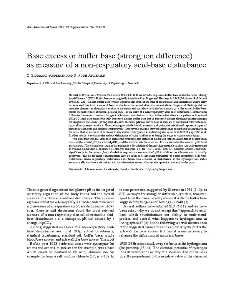 Base Excess or Buffer Base | PDF | Ph | Buffer Solution