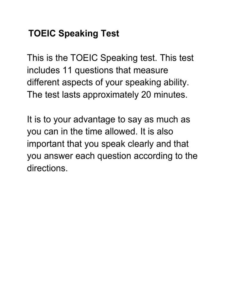 TOEIC Speaking Test Prep | Question | Human Communication