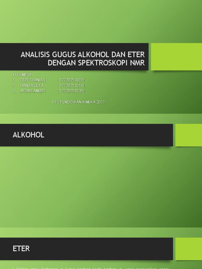 Analisis Gugus Alkohol Dan Eter Dengan Spektroskopi NMR | PDF