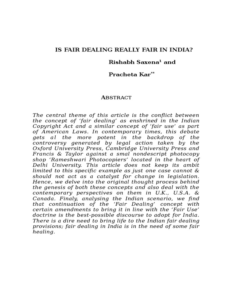 Fair Dealing | PDF | Fair Dealing | Fair Use