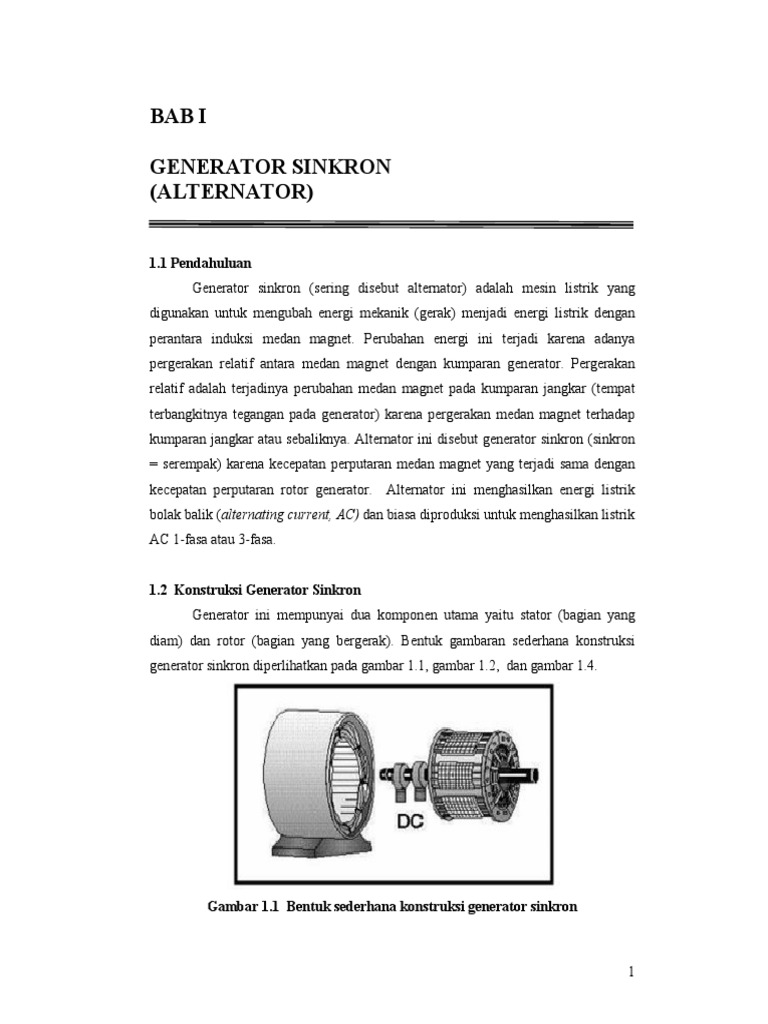MENGURAI KONSTRUKSI DAN OPERASI GENERATOR SINKRON | PDF
