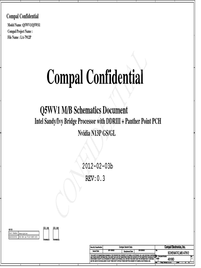 Compal La-7912p r0.3 Schematics | PDF | Classified Information | Trade ...