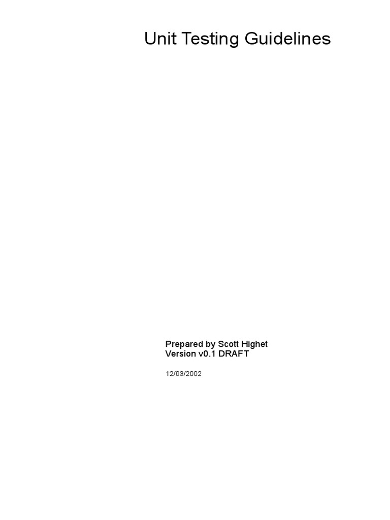 Unit Testing Guidelines Software Unit Testing Pdf Unit Testing Software Testing