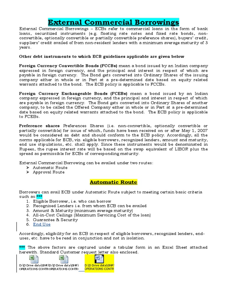 External Commercial Borrowings | PDF | Bonds (Finance) | Debt