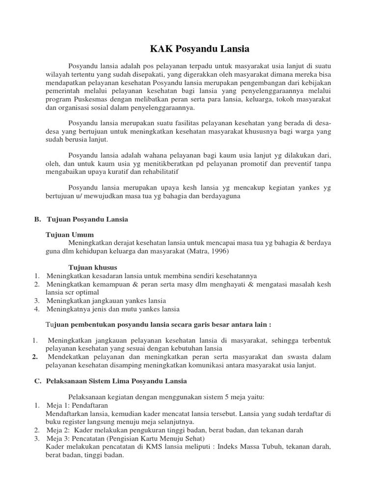 KAK Posyandu Lansia | PDF