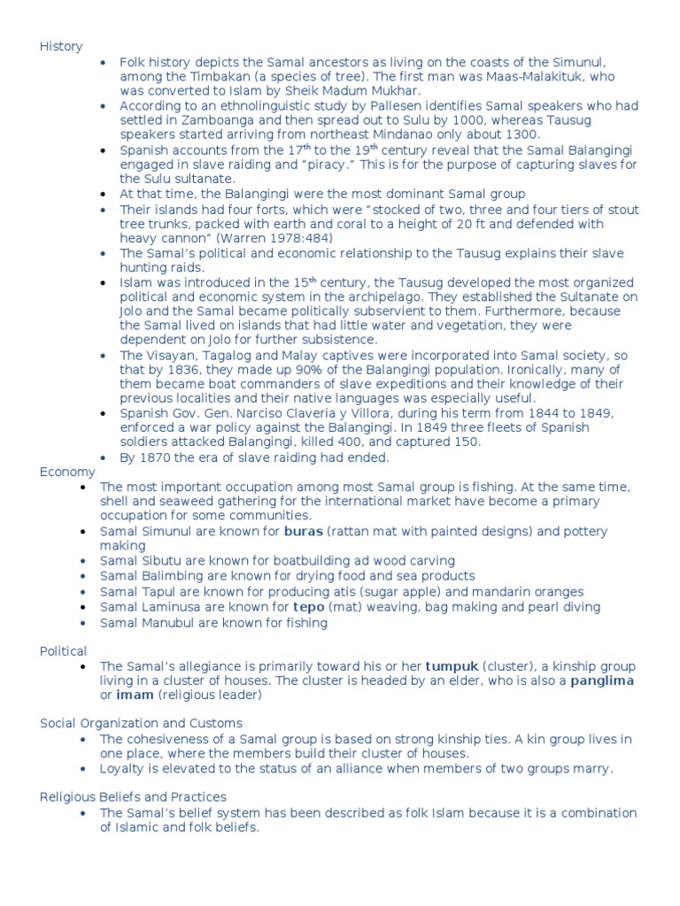 Samal History, Culture, and Economy | PDF