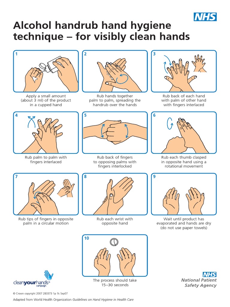 Alcohol Handrub Technique | PDF