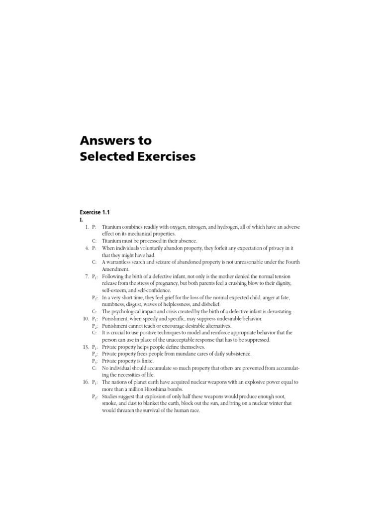 Hurley Answers | PDF | Inductive Reasoning | Inference