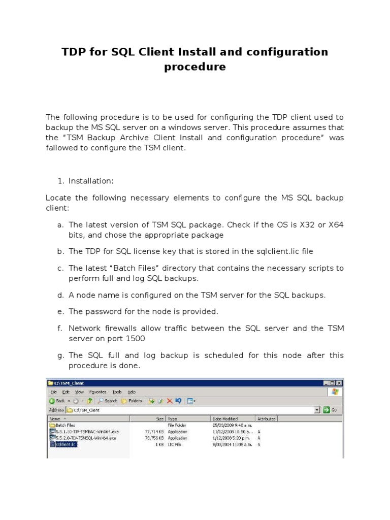 TDP For SQL Client Install and Configuration Procedure | PDF | Backup ...