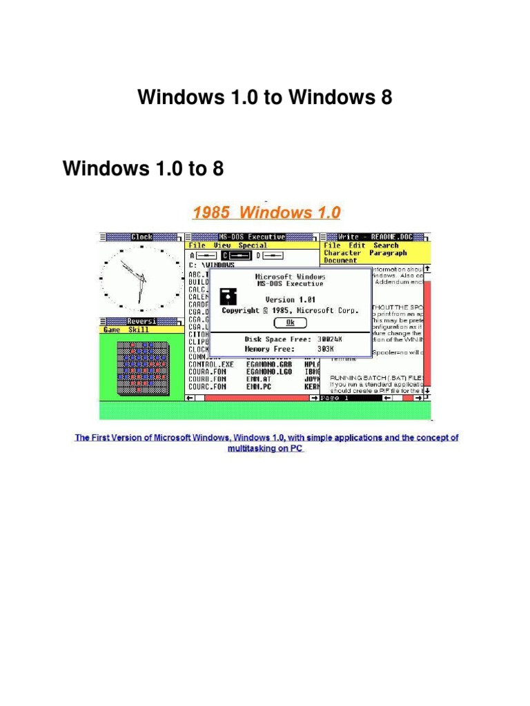 Windows 1.0 To Windows 8 | PDF | Ibm Pc Compatibles | Information ...